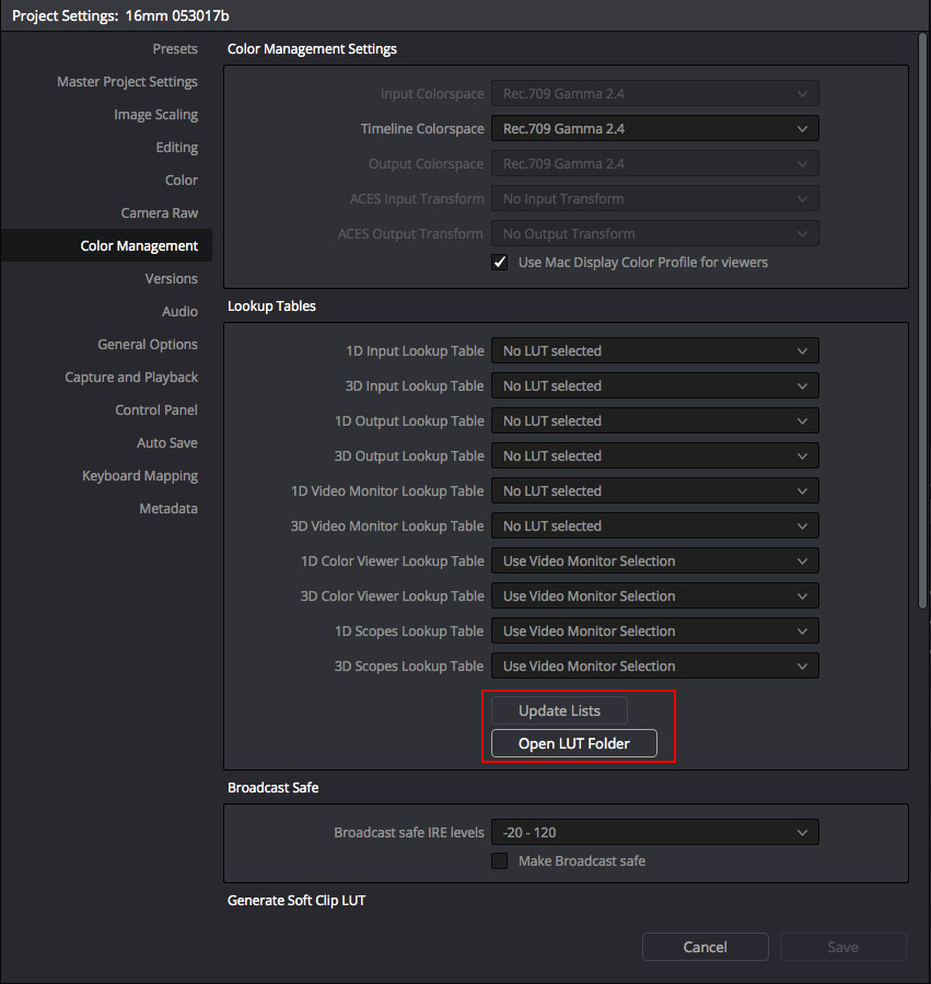 Resolve: LUTs Overview – Emerson College Technology & Media